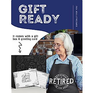 InnoBeta Retirement Gifts for Women/Men, Retirement Apron with Pockets and Adjustable Neck Strap, Retired Gifts - Officially Retired