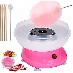 Cotton Candy Machine, 500W Portable Cotton Candy Makers for Kids Birthday Family Party Christmas Gift, Small Hard & Sugar-Free Candy Floss Making Machine with 20 Marshmallow Sticks and Sugar Scoop