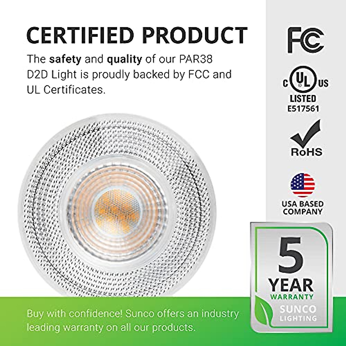 Sunco 6 Pack Outdoor LED Flood Light 1250 LM Waterproof PAR38 LED Bulb Dusk to Dawn, 120W Equivalent 15W, Exterior, Wet-Rated, 6000K Daylight Deluxe, E26 Base, UL