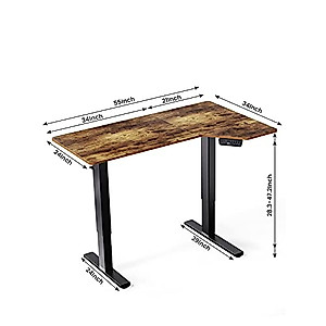 Totnz Standing Desk Adjustable Height, Electric Standing Desk with Starage Bag, Stand up Desk for Home Office Computer Desk Memory Preset with Headphone Hook (55X34 Inch, Rustic)