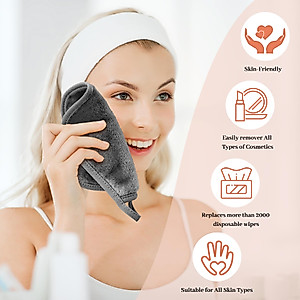 HealAge 15 Pack Makeup Remover Cloth, Washable Microfiber Face Cloth, 6x6Inch Reusable Makeup Remover Pads for All Skin Types, Face Towels for Women, Gray