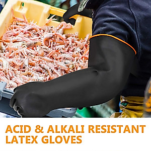 ENPOINT Chemical Resistant Rubber Gloves, Waterproof Heavy Duty Industrial Natural Latex Safety Work Glove Reusable Forearm Protection, Chemical/Mechanical/Oil/Acid/Alkali Resistant, 1 Pair XXL