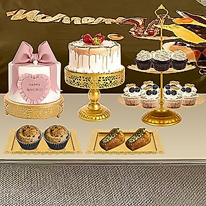 5 Pieces Gold Cake Stand Set Metal Cupcake Tray Tea Party Dessert Rack for Wedding Birthday Baby Shower Party Home Decoration Items