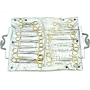 Cynamed-Gold Premium German 82 Pcs Veterinary Instruments Set -Include Kelly Forceps- Mosquito Forceps -Carmalt Forceps -Backhaus Towel Clamp- Mayo Metzenbaum Scissors- All in ONE