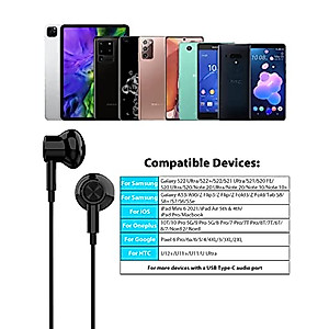 APETOO USB C Headphones for Samsung S22 S23 Ultra S21 S20 FE A53 Note 10 Plus,Magnetic USB Type C Earphones Wired Earbuds with Mic HiFi Stereo Noise Canceling for iPad Pro Pixel 7 6 Pro 6a 5 OnePlus 9