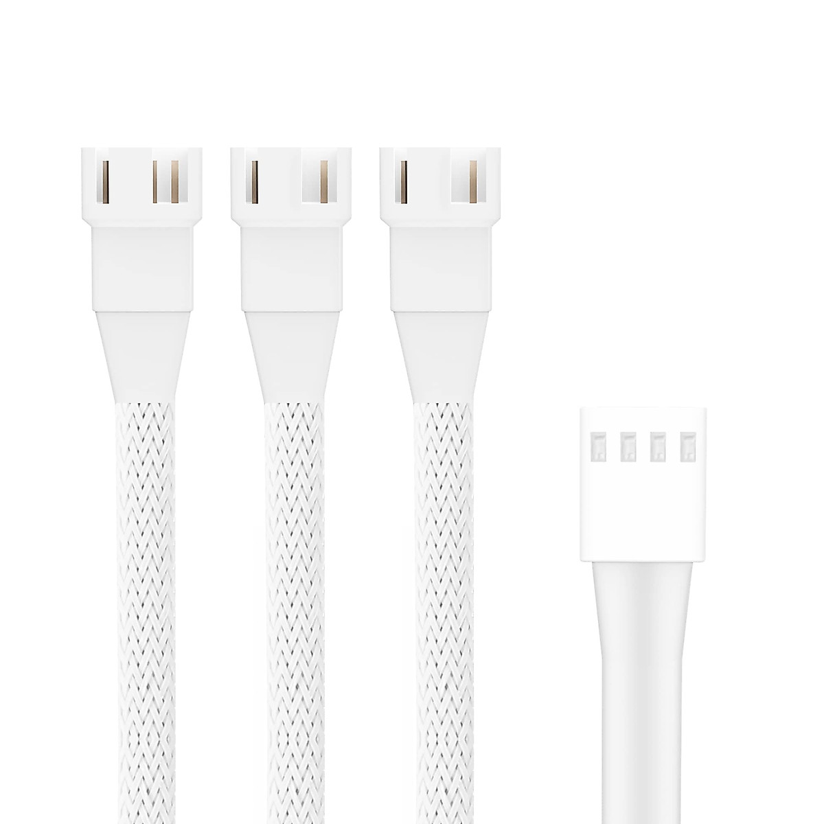 PANO-MOUNTS 2 Pack 1 to 3 Ways 4Pin PWM Fan Splitter Cable White Fan Power Extension Cable 4Pin Female to 3Pin 4Pin Male for PC Motherboard Computer Case Cooling Fans