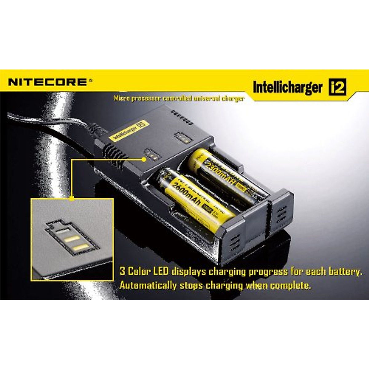 Nitecore i2 Intellicharge Charger for 18650 AAA AA Li-Ion/NiMH Battery