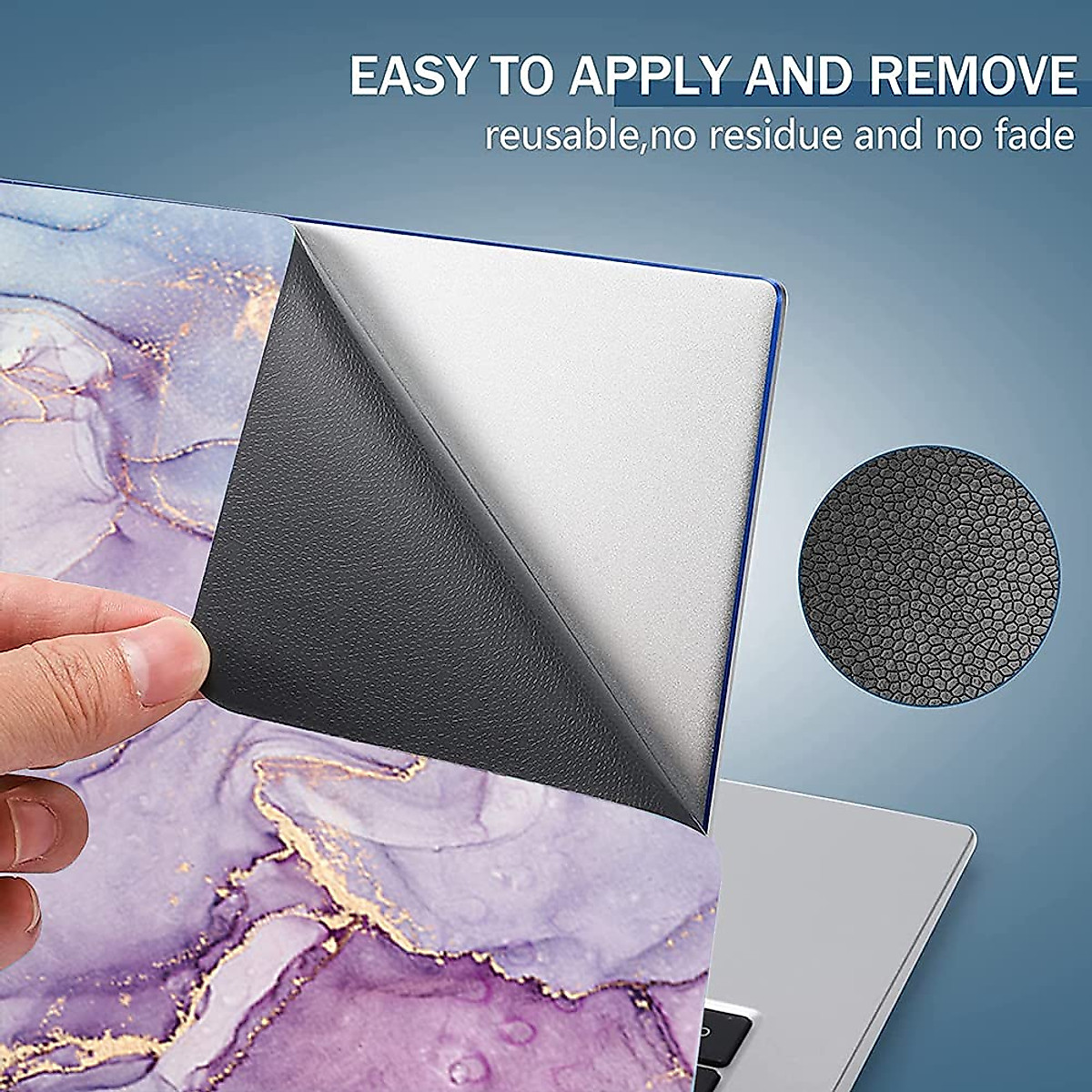 Laptop Skin Sticker Decal,13.3" 14" 15" 15.4" 15.6 inch Laptop Universal Vinyl Skin Sticker Cover,Dustproof Waterproof Reusable Art Decal Protector with Free 2 Wrist Pads (Marble 6)