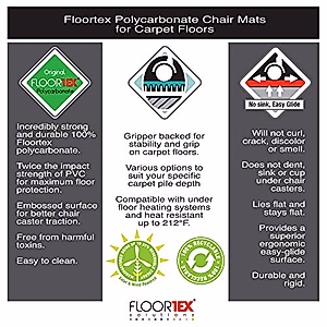 Floortex Polycarbonate XXL Office Mat 60" x 60" for All Pile Carpets