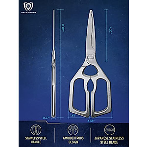 Dalstrong Professional Kitchen Scissors - 420J2 Japanese Stainless Steel - Ambidextrous Kitchen Shears - Detachable - Heavy Duty Sharp Blade - Vegetable, Meat, Pizza Scissors - Food Stain Resistant