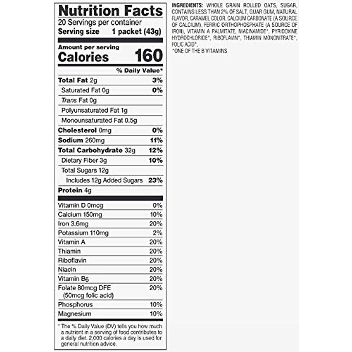Amazon Brand - Happy Belly Instant Oatmeal, Apple & Cinnamon, Maple & Brown Sugar, 30.33 oz, 1.51 ounce (Pack of 20)
