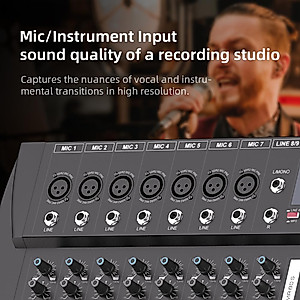 Audio Interface Mixer G-MARK MR80S USB Bluetooth Mixing Console 8 Channel 48V Phantom Power Sound Board Music Reverb For PC Stage Studio DJ Sound Controller Analog Mixer