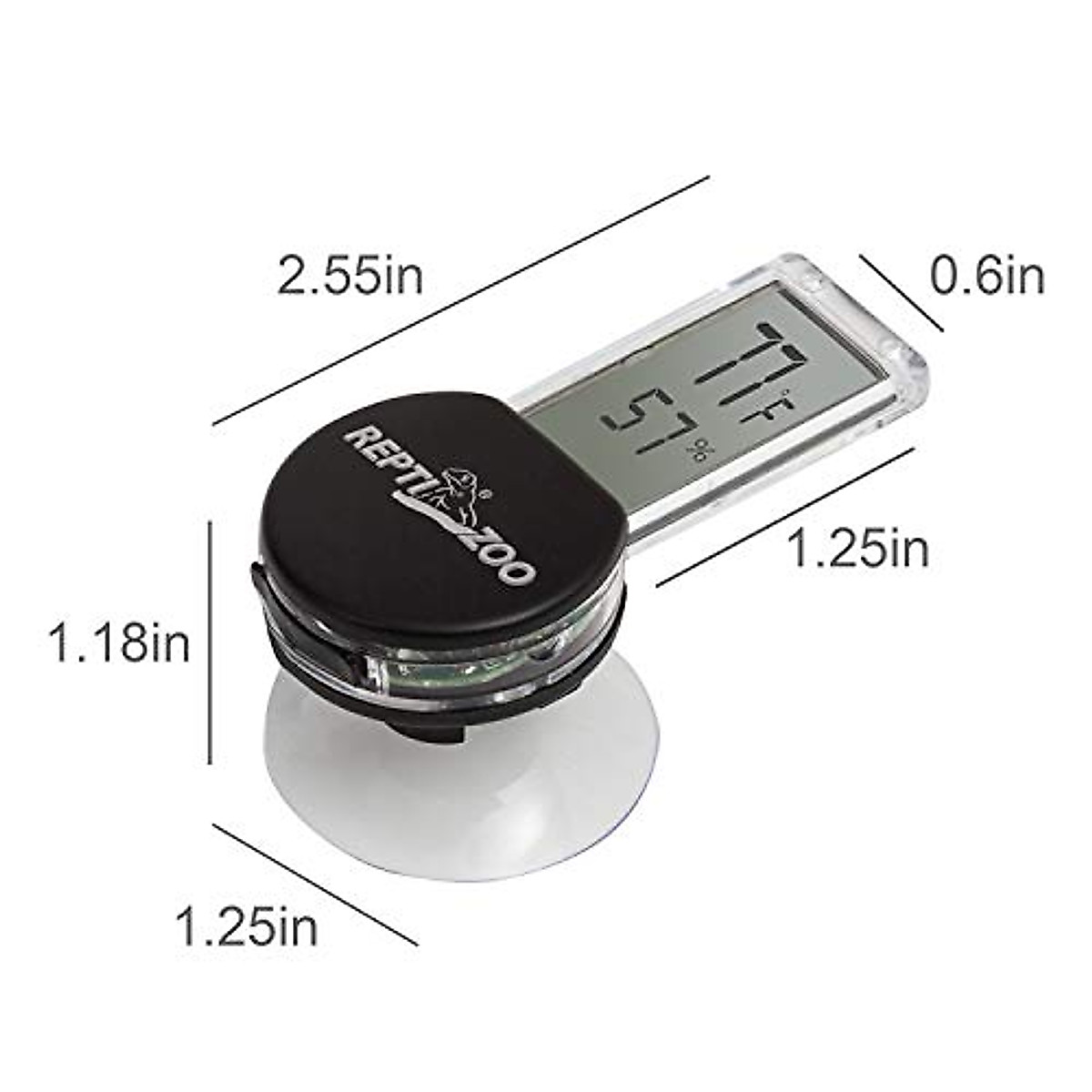 REPTI ZOO 2 Pack Reptile Terrarium Thermometer Hygrometer Digital Display Pet Rearing Box Reptiles Tank Thermometer Hygrometer with Suction Cup