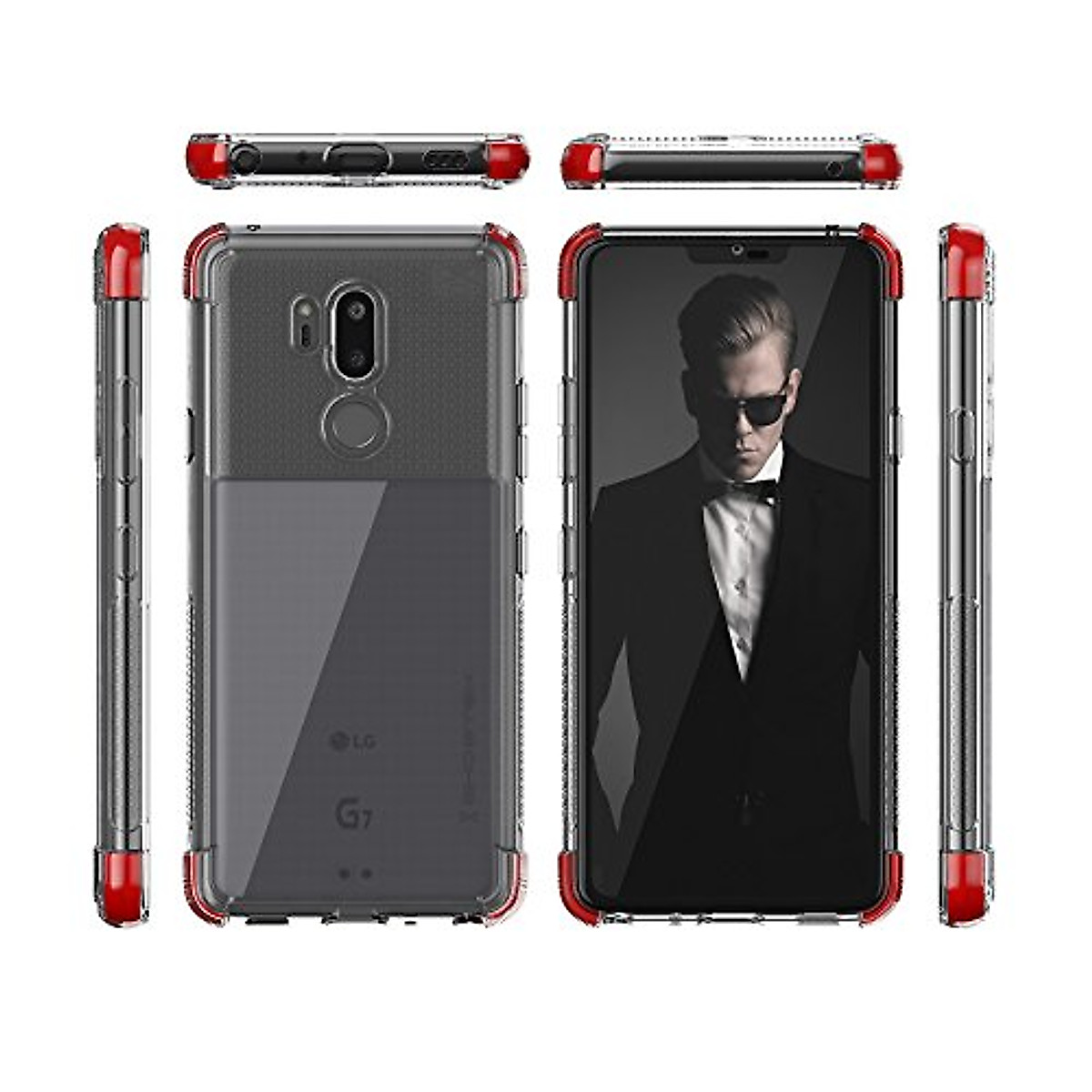Ghostek Covert Hybrid Bumper Case Gel Corners Designed for LG G7 ThinQ - Red