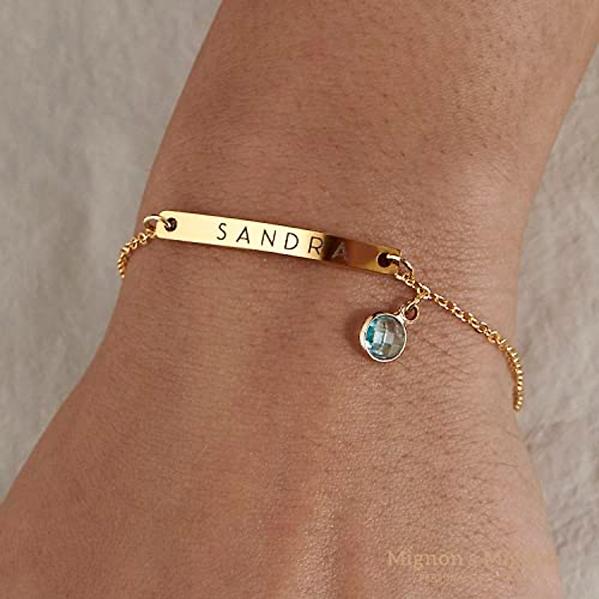 Custom Name Bracelets for Women Mothers Day Gifts for Mom Family Sister Friendship Matching Bracelet With Birthstone Handmade Jewelry Personalized Engraved Best Friend April May Birthday Gift - 2BR-BS
