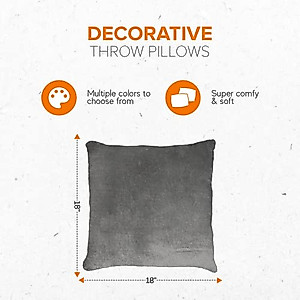 Cheer Collection Microsherpa Throw Pillow Set of 2 for Couch, Beds, Bedroom and Living Room - Ultra Soft and Fluffy, Elegant Home Decor, Velvet Stylish Accent Pillows - 18" x 18", Gray