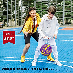 PATTONLEX Basketball Womens Size 6 28.5 Girls Basketball Ball Composite Leather Cover for Indoor Outdoor Basketball Game Or Traning （Purple）