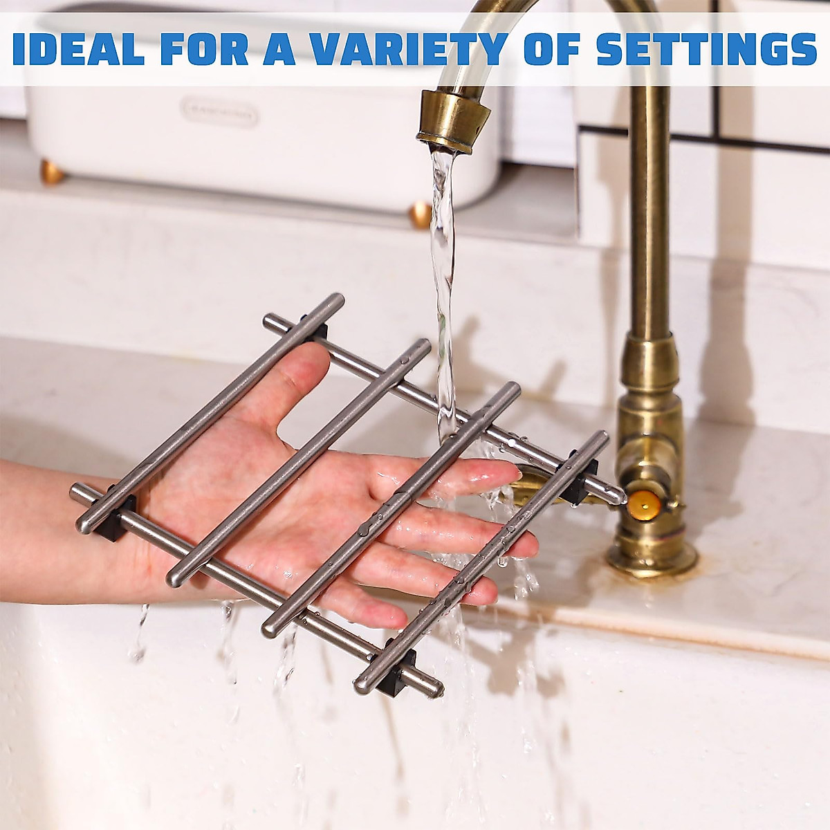 Hicarer 4 Pcs Stainless Steel Trivet for Pots and Pans Stainless Steel Pot Trivets Cast Iron Trivet Cooling Racks for Kitchen Dining Table Decor Hot Pads Cooking and Baking Pans Holder, 7 x 7 inches