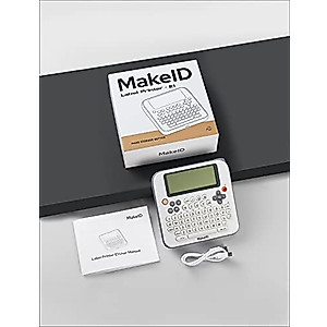 Makeid E1 Label Maker - Bluetooth Compatible Thermal Printer - QWERTY Keyboard Portable Label Maker, 4.42" Large LCD Screen - Prints 9/12/16mm Waterproof Label Tapes - Includes 13.3' Tape, USB Cable