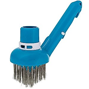 U.S. Pool Supply Corner Vacuum Head Brush with Stainless Steel Bristles, Adjustable Suction Ring - Scrub Remove Calcium Buildup, Rust Stains on Concrete Swimming - Sweep Debris Corners, Steps, Walls
