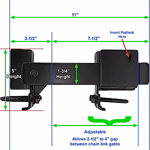 Black Chain Link Commercial Strong Arm Double Gate Latch - Latches Two Gates Together Without The Need of a Drop Rod - Chain Link Double Gate Latch for 1-5/8" Thru 2" Gate Frames