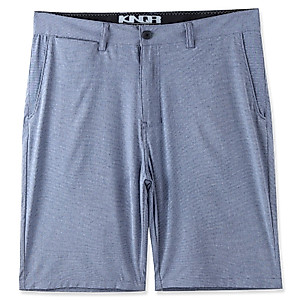 KNQR Mens Performance Quick Dry 4way Stretch Regular Fit All-Terrain Active Training Hybrid Shorts Heather Blue 40