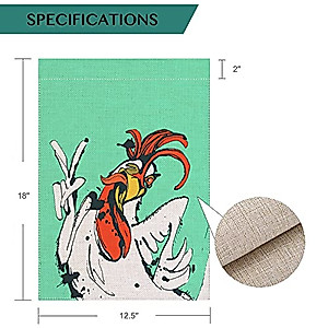 Uanvaha cock Small Garden Flag for Outside cartoon Funny chicken showing victory sign and winking rooster akimbo Burlap Welcome Yard Flags Outdoor Farmhouse Home Decor 12.5X18 Inch
