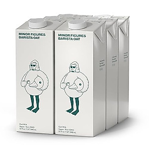 Minor Figures - Oat Milk, Unsweetened Barista Oat Milk, 32 Oz | Non Dairy Milk | Coffee Creamer | Plant Based | Vegan | Shelf Stable, 6 pack
