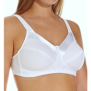 Fruit of the Loom Women's Seamed Soft Cup Wirefree Cotton Bra with Satin Trim, White, 36C