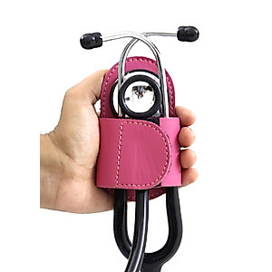 Blingsoul 100% Genuine Leather Pink Stethoscope Holder for Women Men - Stethoscope Holder Hip Clip, Medical Nursing Graduates Accessories Stethoscope Case for Nurses Cover Kit Cardiology Doctor