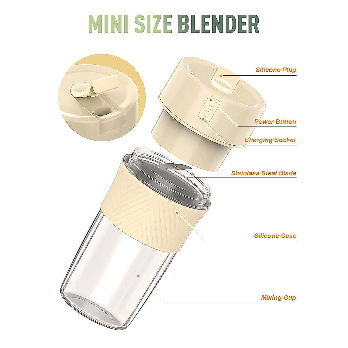 Mini Blender, Portable Personal Blender Milk Shakes and Smoothies Juicer, CIYOYO 10 oz Fruit Juice Travel Blender Rechargeable USB One-handed Drinking Home Office Sports Outdoors, BPA-free