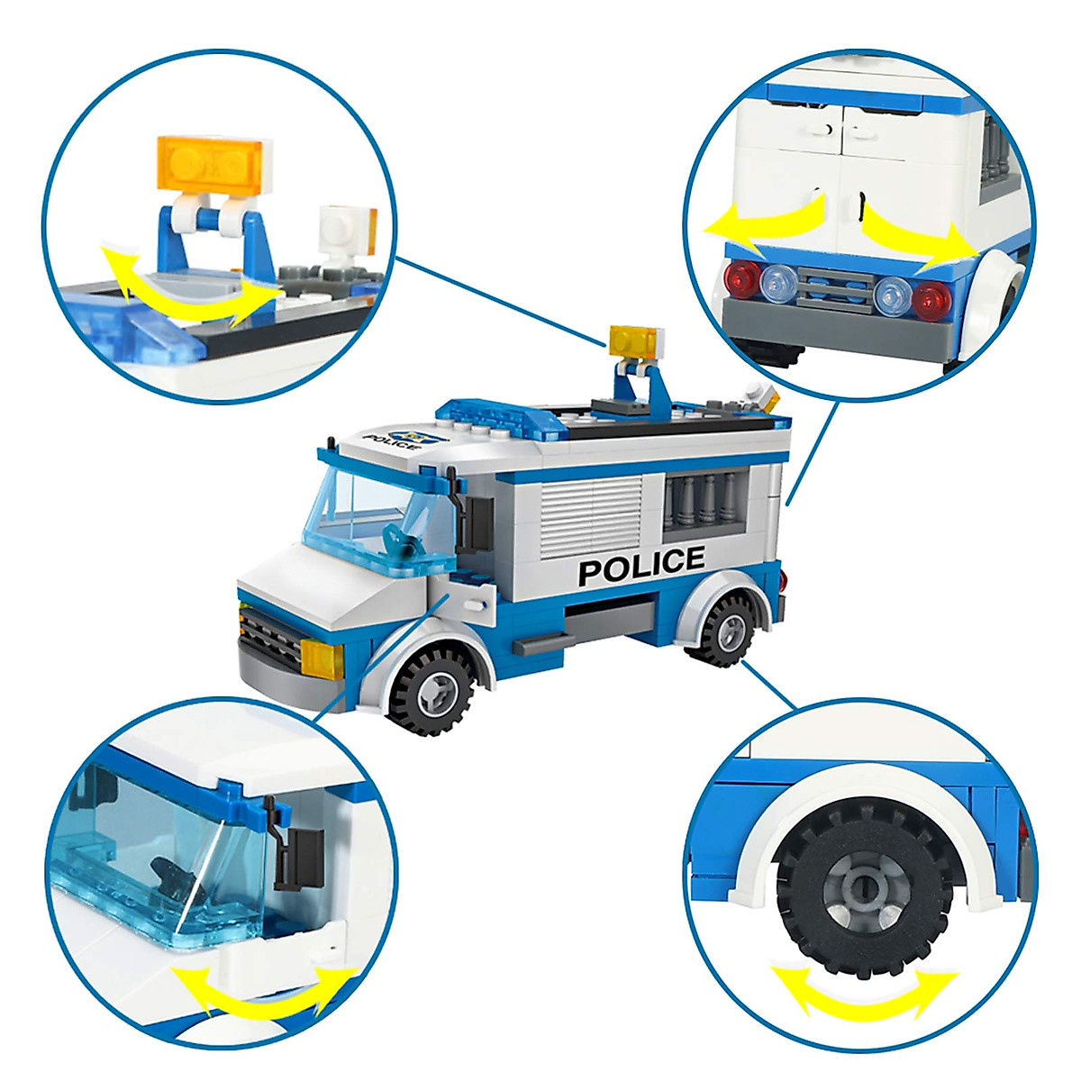 COGO MAN City Police Car Building Sets 194 Pieces Police Patrol Car Toys Cop Car Prisoner Transporter Building Kit for Boys and Girls Age 6 and up