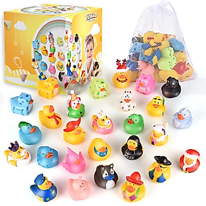 2 Inch Rubber Ducks 24 PCS Bath Toys Assortment Duckies for Kids Boys Girls.Duck Duck Jeep
