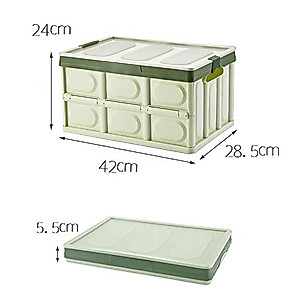 Lidded Storage Bins 2 Pack 30L Collapsible Storage Box Crates Plastic Tote Storage Box Container Stackable Folding Utility Crates for Clothes, Toy, Books,Snack, Shoe, and Grocery Storage Bin-Green