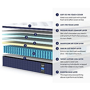 Coolvie 12 Inch King Size Mattress, Hybrid King Mattress in a Box, 3 Layer Premium Foam with Pocket Springs for Motion Isolation and Pressure Relieving, Medium Firm Feel, 100-Night Trial