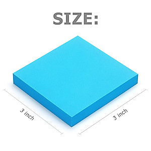 Pop Up Sticky Notes 3x3 inch Bright Colors Self-Stick Pads 12 Pads/Pack 100 Sheets/Pad Total 1200 Sheets