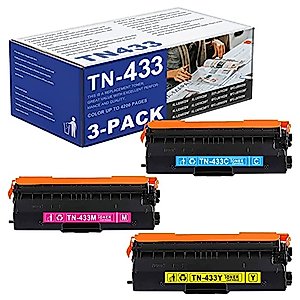INDI 3 Pack(C/M/Y) TN433C TN433M TN433Y TN433 TN-433 High Yield Toner Cartridge Replacement for Brother HL-L8260CDW MFC-L8610CDW L8690CDW L8900CDW L9570CDWT L9570CDW DCP-L8410CDW Printer Toner.