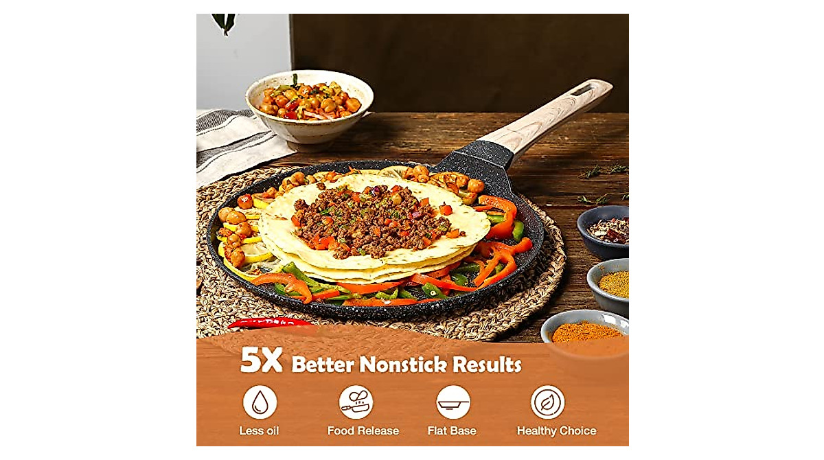 CAROTE Non-Stick Flat Roti Tava - Induction Suitable, 28cm, PFOA Free
