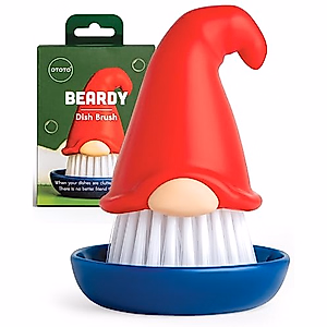 New!! Beardy Dish Brush by Ototo - Dish Scrub Brush, Gnome Gifts, Gnomes, Quirky Gifts, Dish Brush, Cute Kitchen Accessories, Funny Kitchen Gadgets, Vegetable Brush, Cute and Useful Gifts for women
