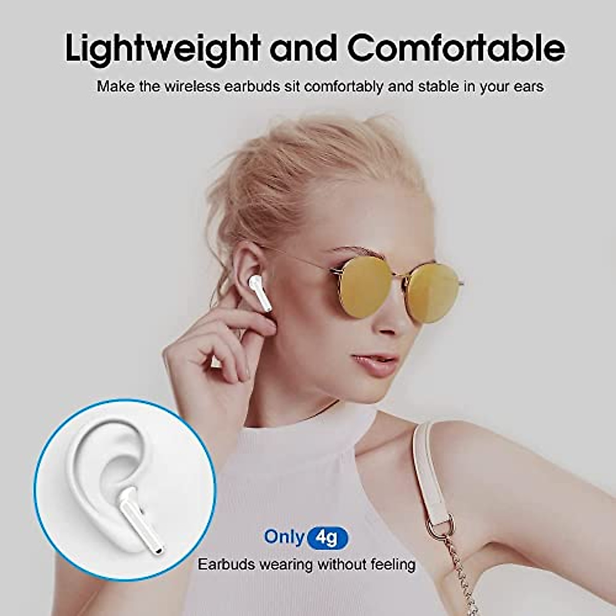 Wireless Earbuds, Bluetooth 5.3 Wireless Headphones with Noise Cancelling Microphone, IPX7 Waterproof Bluetooth Earphones, 30H Playtime Hi-Fi Stereo Sound Headset for iPhone/Android/Samsung