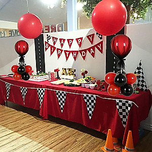 TONIFUL 2 Set Table Centerpiece Mouse Decorations Balloons Stand Holder Kit with Tulle Cover 20 pcs Black Red Latex Balloons for Birthday Baby Shower Graduation Anniversary Halloween Party