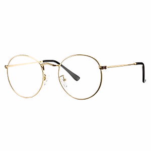 Pro Acme Classic Round Metal Clear Lens Glasses Frame Unisex Circle Eyeglasses (Gold)
