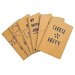12 Pack A6 Kraft Paper Notebooks, Happy Journal for Kids, Teens, and Girls, 80 Lined Pages (4 x 5.75 In)