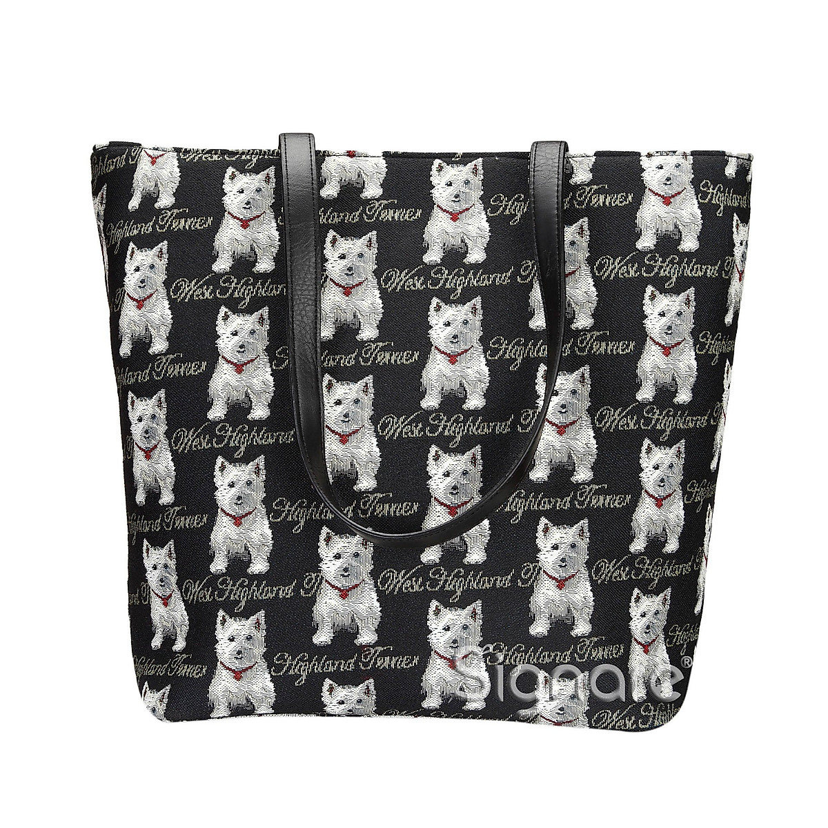 Signare Tapestry Shoulder Bag Tote Bag for Women with Black & White Westie Dog Design (SHOU-WES)