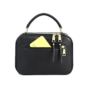 Crossbody Bags for Women, Trendy Design Satchels Shoulder Bag Handbags Tote Bag Double Zip Top-Handle Bags Camera Bag Purse (black)