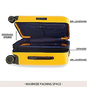 Verage Freeland Carry On Luggage with X-Large Spinner Wheels, Expandable Hardside Travel Luggage, Rolling Suitcase TSA Approved (20-Inch, Yellow)