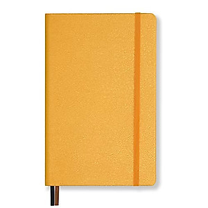 Minimalism Art, Premium Hard Cover Notebook Journal, Classic 5" x 8.3", 122 Numbered Pages, Gusseted Pocket, Ribbon Bookmark, Extra Thick Ink-Proof Paper 120gsm, San Francisco (Dotted, Amber Yellow)