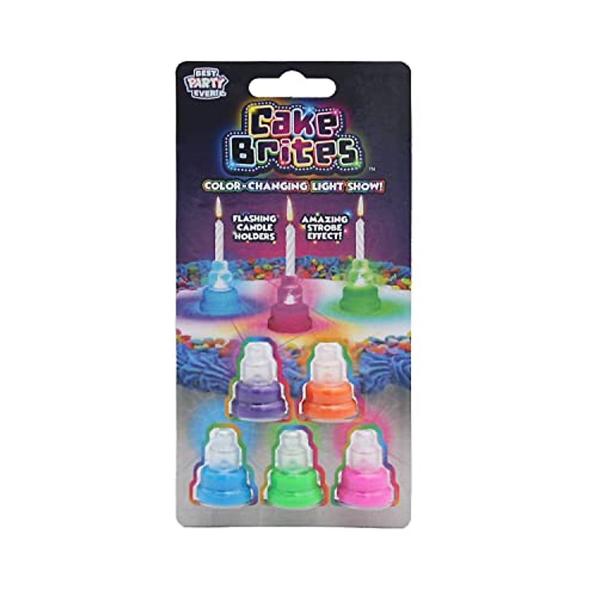BEST PARTY EVER! Cake Brites Flashing Candle Holders, Color-Changing Birthday Cake Lights for Candles, Turn Any Cake into a Dazzling Light Show, 2-Pack (10 Cake Brites Total)