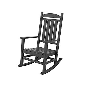 Costaelm Paradise Classic Adirondack Plastic Outdoor Porch Furniture Rocking Chair High Back HDPE Poly Lumber, Gray