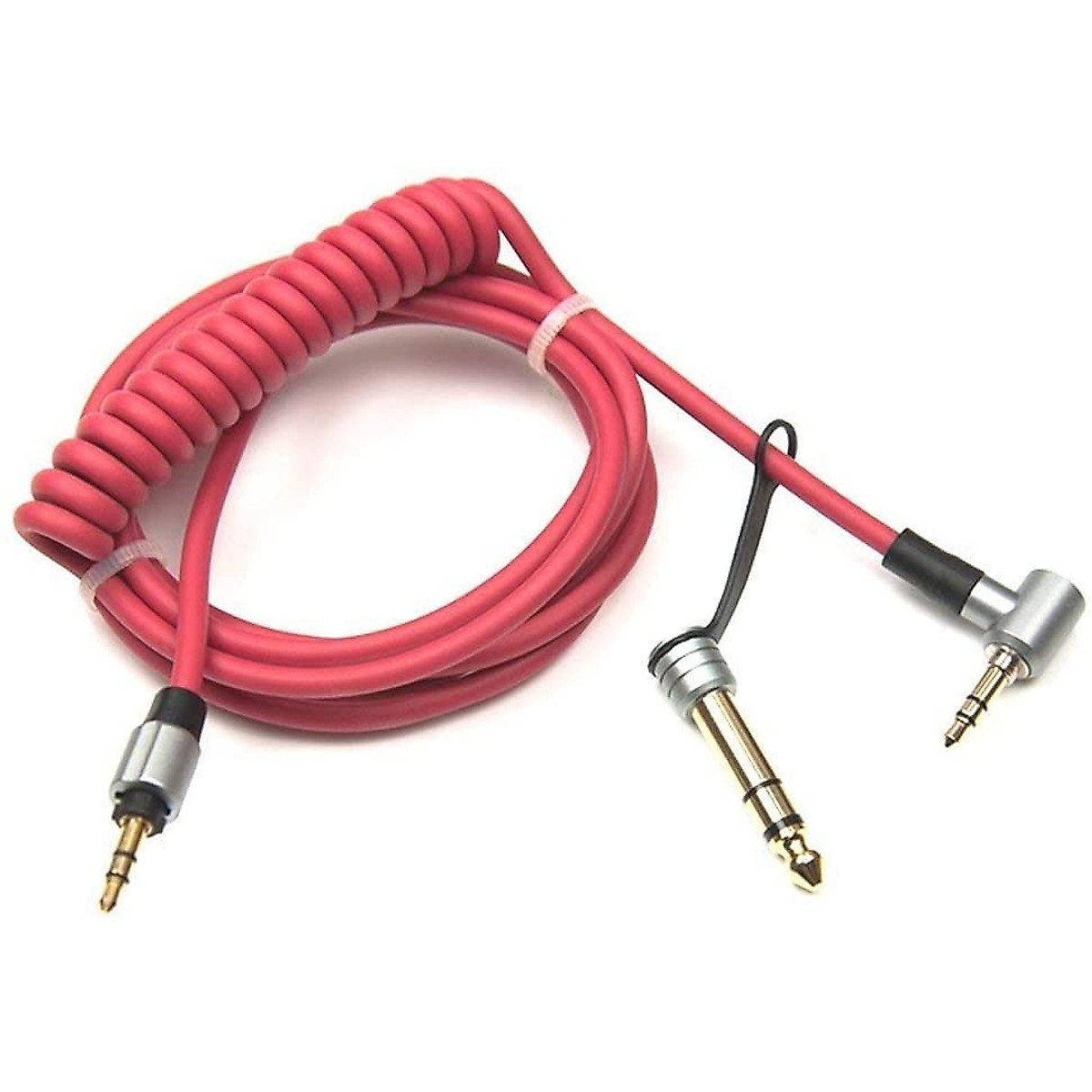 3.5mm &6.5mm Aux Cable Replacement Auxiliary Extension Cord Compatible with Beats by Dr Dre Headphones Solo Studio Pro Detox Wireless Mixr Executive Headset (Red)